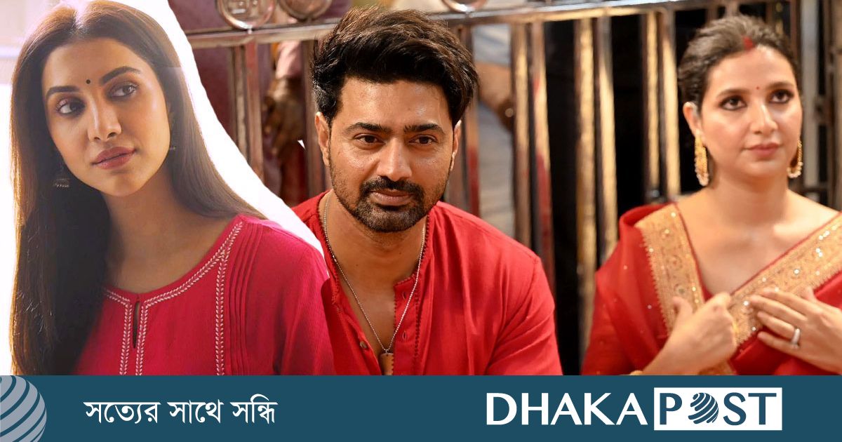 শুভশ্রীকে পাশে নিয়ে প্রেমিকা রুক্মিণীর নামে পূজা দিলেন দেব!